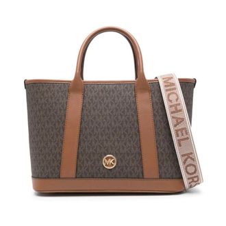 Michael Kors Luisa Medium Signature Logo Satchel - - Bags - Damen - Braun - ONE SIZE