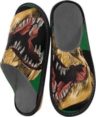 HMZXZ Pantoufles dinosaures africaines pour homme et femme, motif dinosaure africain, chaussons dintérieur pour la maison, la chambre à coucher, les voyages