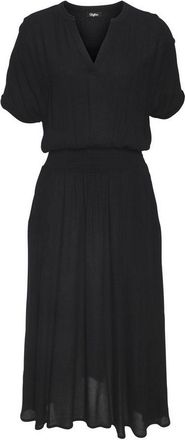 Buffalo Midikleid mit Smokbund in der Taille aus gekreppter Webware luftiges Sommerkleid, leichtes Strandkleid, Hemdblusenkleid, casual