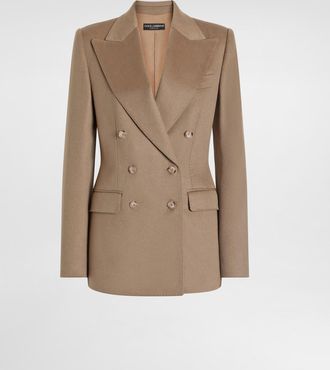 Dolce & Gabbana Double-breasted Jacket In Cashmere Drap - Frau Blazer Braun 44