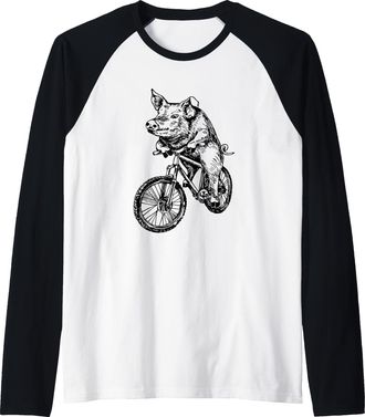 Seembo Schwein Fahrrad Lustiges Schwein Biking Bike Tier Biker Raglan