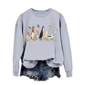 Generic Sweat-shirt de No&euml;l pour femme Motif animal de No&euml;l Amoureux de la ferme, gris clair, XXL