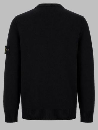 Stone Island Logo-Patch Virgin Wool Sweater - Black