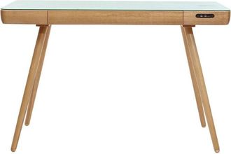 Miliboo Miliboo - Bureau connect&eacute; multim&eacute;dia avec tiroir en verre et bois clair L120 cm clever