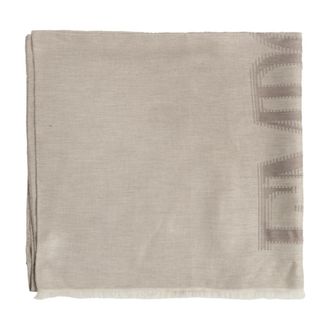 Emporio Armani Stola aus geb&uuml;rstetem Stoff mit &uuml;bergro&szlig;em Logo - - Accessories - Damen - Grau - ONE SIZE