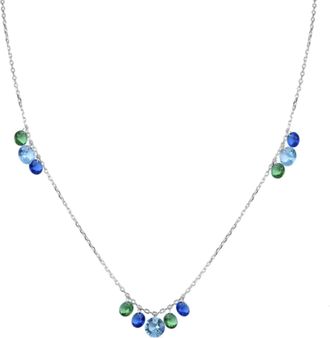 Luxenter 925 Sterlingsilber-Halskette mit mehrfarbiger Zirconia-Rhodium-Oberfl&auml;che - Onxo