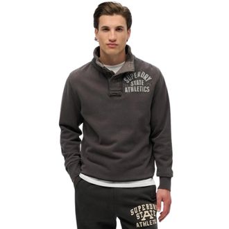 Superdry Vintage Athletic Langarm Baumwollshirt Schwarz Gewaschener Effekt - - Sweatshirts & Hoodies - Herren - Schwarzk - XL