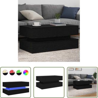 vidaXL LED Beleuchtung - Couchtisch mit LED-Leuchten Schwarz Eichen-Optik 90x50x40 cm