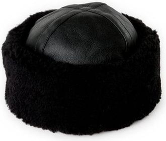 Toteme Lederhut und Wollhaut - schwarz