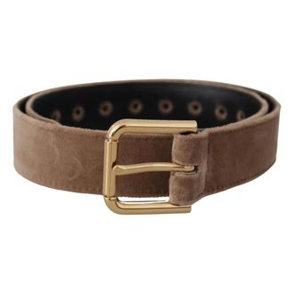 Dolce & Gabbana Homme, Accessoires, Brun, Taille: ONE Size Velvet Logo Buckle Belt