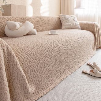 Generic Baumwollsofa-Schutz vor Haustieren, haustierfreundliche Loveseat-Anti-Kratz-Couchh&uuml;lle, weiche waschbare dekorative Sofahusse Brown 180x260cm/70.87x10