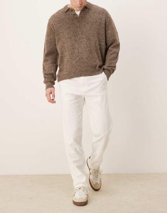 Selected Pantalon fuselé ajusté en lin mélangé - Blanc