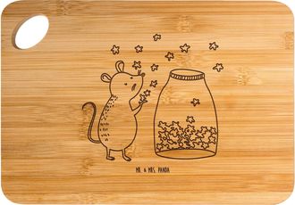 Mr. & Mrs. Panda Bambus - Schneidebrett Maus Sterne - Geschenk, Hackbrett, K&uuml;chenbrett, Holzbrettchen, Fr&uuml;hst&uuml;cksbrett, Wunsch, Holzbrett, Taufe