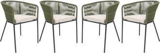 Sweeek 4er Set Gartensessel verzinkter Stahl mit Bespannung Khaki / Beige