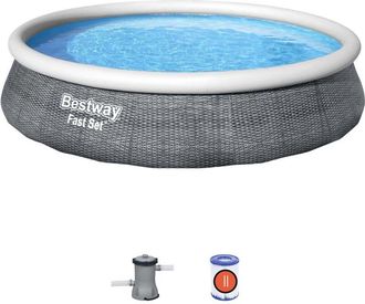 Bestway Pool-Set Fast Set Rattan 396x84 cm Kartuschenreiniger 2.006 Liter/Stunde
