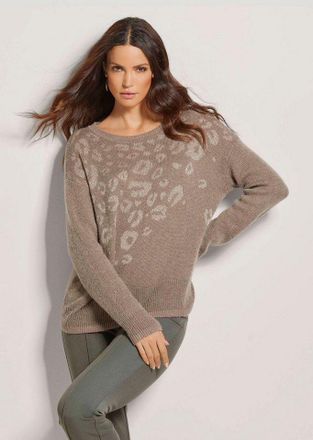 Madeleine Strickpullover Kurzer Intarsien-Pullover mit Glanz-Effekt