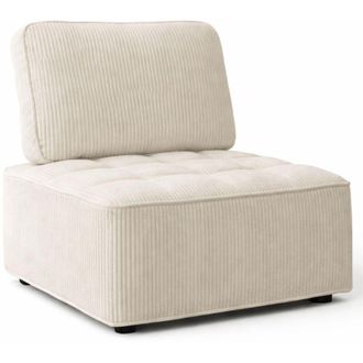IDMarket Module de canap&eacute; et fauteuil ALFIE en velours c&ocirc;tel&eacute; beige