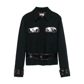 Elisabetta Franchi Femme, Vestes, Noir, Taille: 42 FR Veste en cr&ecirc;pe double &eacute;paisseur