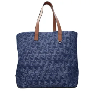 Fendi Logo-Jacquard Fabric Tote Bag - Blue
