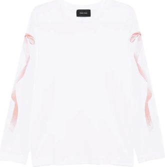 Simone Rocha Femme, Tops, Blanc, Taille: 40 FR T-shirt &agrave; Manches Longues avec Imprim&eacute;