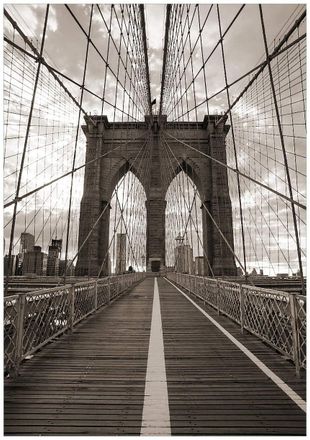 Wallario Poster - Brooklyn Bridge in New York in Premiumqualit&auml;t, Gr&ouml;&szlig;e: 70 x 100 cm (Riesenposter)