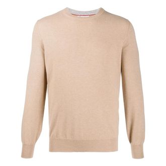 Brunello Cucinelli Homme, Pulls, Beige, Taille: 2XL Cm338 Girocollo