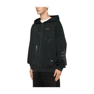 Palm Angels Homme, Sweatshirts et sweats &agrave; capuche, Noir, Taille: XS SweaT-shirt z fermetureure &eacute;clair
