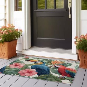 Generic Vert Tapis Doux et Moelleux, R&eacute;gions Tropicales Oiseaux Fleurs Tapis Design &agrave; Poil Ras Doux pour Salle &agrave; Manger Chambre Adulte et Ado 160 x 230 cm