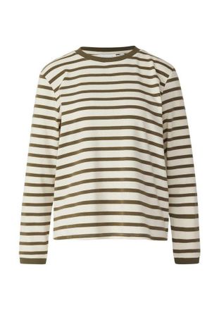 Comma Langarmshirt T-Shirt Lockeres Langarmshirt mit Streifen