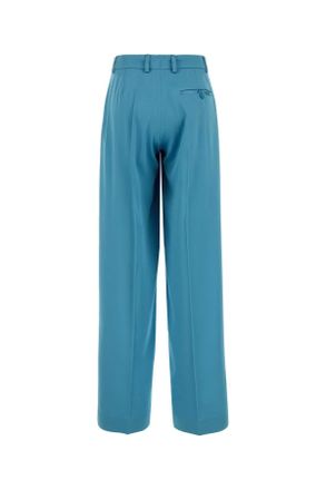 Stella McCartney Womens Light-Blue Satin Wide-Leg Pant Steelblue Acetate Pantaloni Trousers
