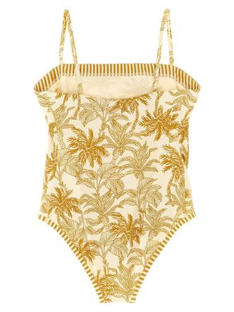 Eres Tropical Leaf Print One-Piece Swimsuit - Cream
