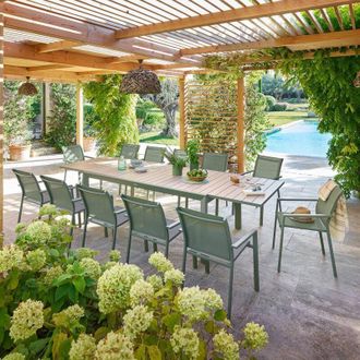 Hesperide Table de jardin 12 places Evasion extensible beige lin - Hesp&eacute;ride