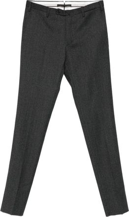 Incotex Hose mit Fischgrätenmuster - Schwarz