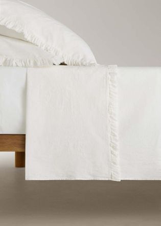 Mango Drap plat coton lav&eacute; volants en gaze effiloch&eacute; lit 180/200 cm &eacute;cru - Home - Lit 180/200 cm - MANGO HOME