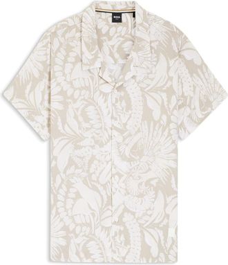 HUGO BOSS Kurzarmhemd mit floralem Print und Resort-Kragen in