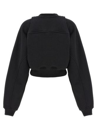 Off-white Logo-Embroidered Cropped Sweatshirt - Black
