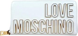 Love Moschino Femme, Accessoires, Blanc, Taille: ONE Size Portafogli Grande Zip Around