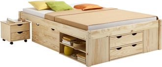 IDIMEX Funktionsbett Jugendbett Doppelbett Sabrina Kiefer massiv Natur lackiert Liegefläche 140x200 cm (B x L)