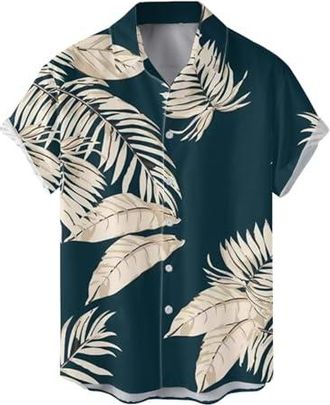 Generic Chemise hawa&iuml;enne d&eacute;contract&eacute;e pour homme boutonn&eacute;e dr&ocirc;le de croisi&egrave;re hawa&iuml;enne palmier chemise &agrave; manches courtes floral cara&iuml;bes tropical tendance &eacute;