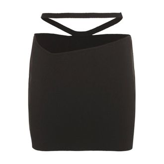 ADĀMO Andrea Adamo Mini-jupe c&ocirc;tel&eacute;e &agrave; d&eacute;coupe - Femme - Jupes - Noir - Taille: 40 FR