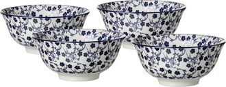 Ritzenhoff & Breker Schalen-Set Royal Sakura, 4-teilig, 15,5 cm Durchmesser, 650 ml, Porzellangeschirr, Blau-Weiß, 15.50 x 15.50 x 8 cm