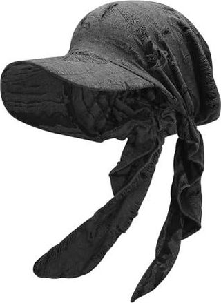 ZLYC Chapeau de Chimio dété pour Femme avec visière à Bord, Bonnet léger pré-noué, Gris foncé déchiré, Taille Unique