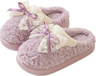 Generic Pantoufles moelleuses larges pour femme - Pantoufles orthop&eacute;diques pour fasciite plantaire - Doubl&eacute;es en polaire - Antid&eacute;rapantes, violet, 38 EU