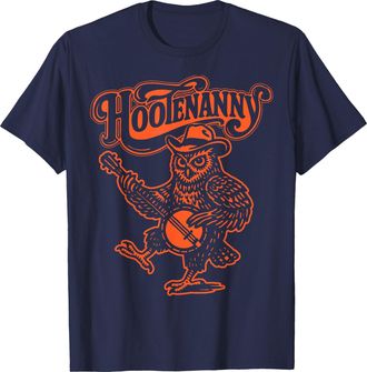 Giant Step Design Co. Hootenanny! Funny Banjo Owl Country Bluegrass Cottagecore T-Shirt