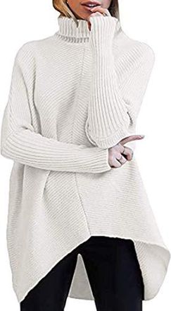 Onsoyours Femmes &agrave; Manches Longues T-Shirt &agrave; col Montant irr&eacute;gulier Cardigan d&eacute;contract&eacute; &eacute;l&eacute;gant Blouse tricot&eacute;e Asymmetrischer Pull Pull Hauts Solide Sweat Hau