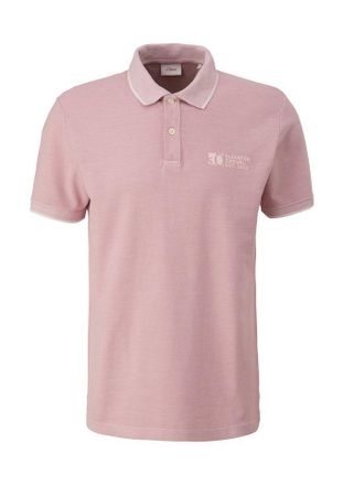 s.Oliver Kurzarmshirt Polo-Shirt Poloshirt mit Piqu&ecirc;struktur und Logo-Print