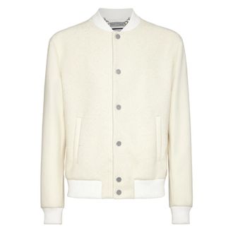 Philipp Plein Homme, Vestes, Beige, Taille: L Bomber en laine avec strass transparents