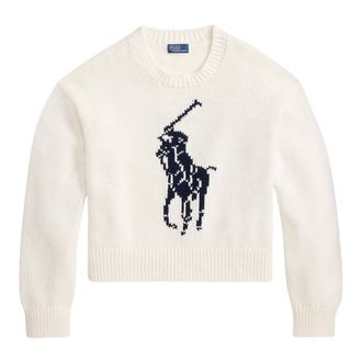 Ralph Lauren Femme, Pulls, Blanc, Taille: 38 FR Big Pony Sweater