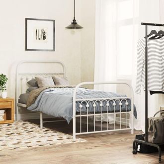 vidaXL Cadre de lit m&eacute;tal sans matelas avec pied de lit blanc 90x200cm Vidaxl