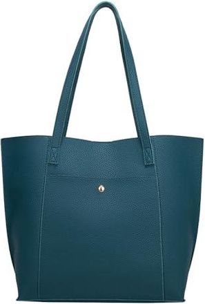 Generic Sac fourre-tout &agrave; bandouli&egrave;re pour homme, couleur unie, motif litchi, grande capacit&eacute;, bleu, Taille unique